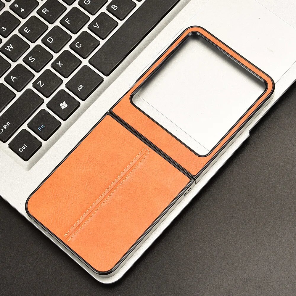Оранжевый кожаный чехол для Tecno Phantom V Flip 2