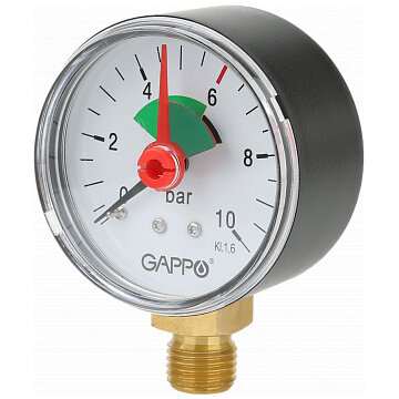Манометр радиальный с указанием предела Gappo G1470.6 1/4"х6 бара