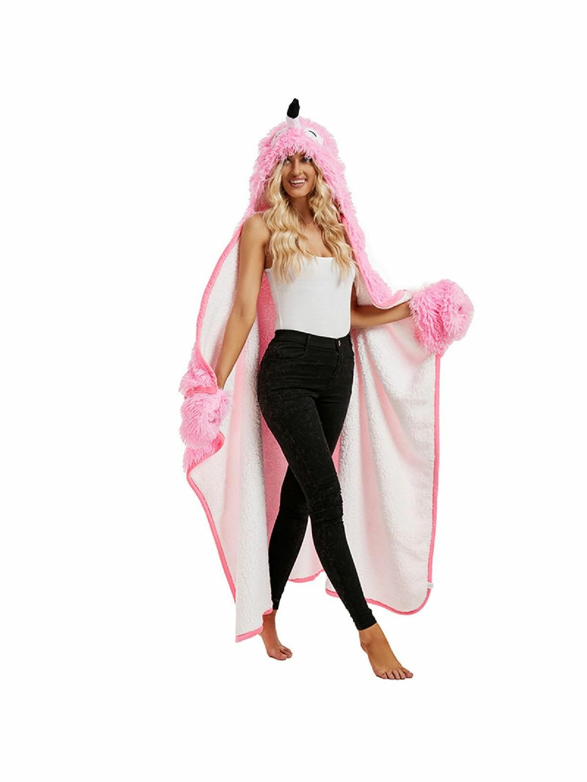 Пледы и покрывала, Можно надеть одеяло с капюшоном-D51 Flamingo