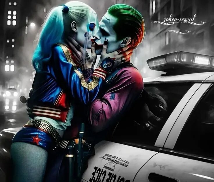 Алмазная Картина "джокер И Харли Квинн" 5D Круглый Бриллиант 40х50 См.