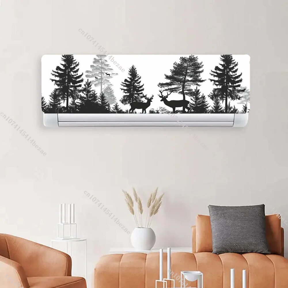 Пленка на кондиционер "Лес с оленями", 75x20см, Белый/Фиолетовый