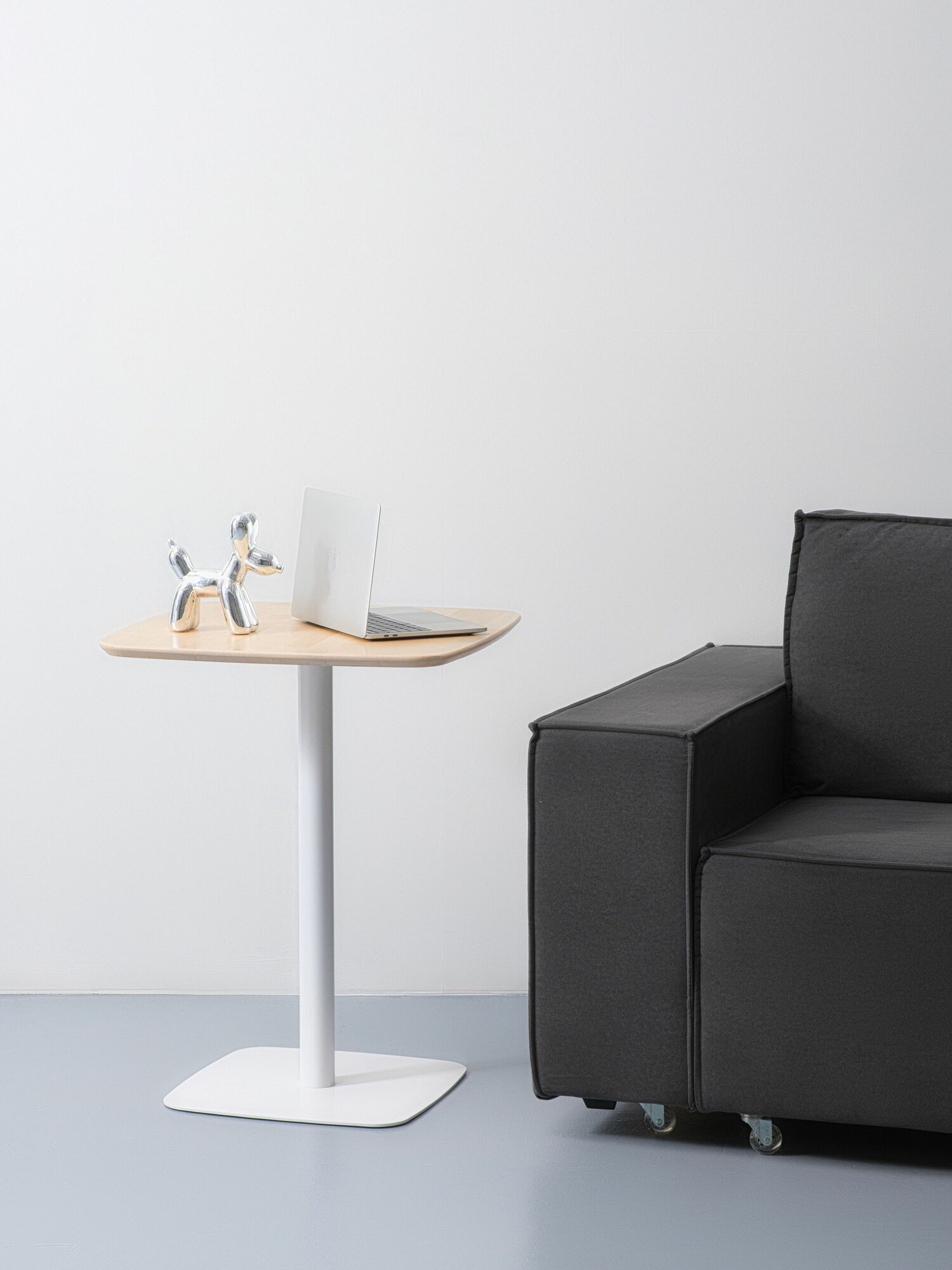 Барный стол IvaRoom "Стоун", лакированный, береза, белая ножка, металл, 60x60х73 см