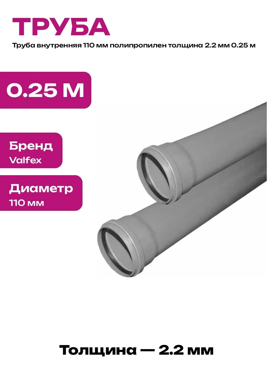 Труба внутренняя канализационная 110 мм OPTIMA стенка 2.2 мм