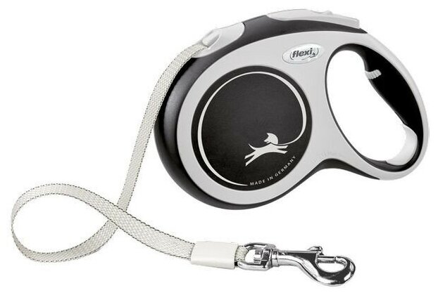 Flexi New Comfort tape L поводок-рулетка для собак, черная 5 м, до 60 кг