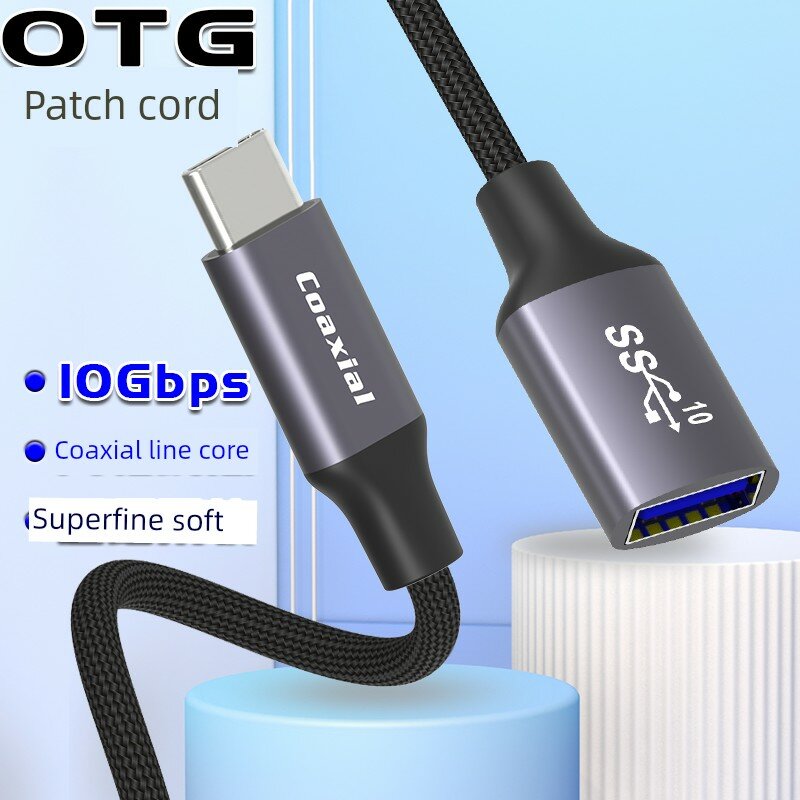0.2м USB 3.1 Gen 2 Type-C в USB-A Мужской Кабель с Плетеной Оболочкой, Прямой Наконечник для Android, iPhone и