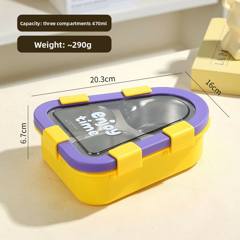 Portable food storage box with three compartments and microwave compatibility brand unknown 470ml yellow