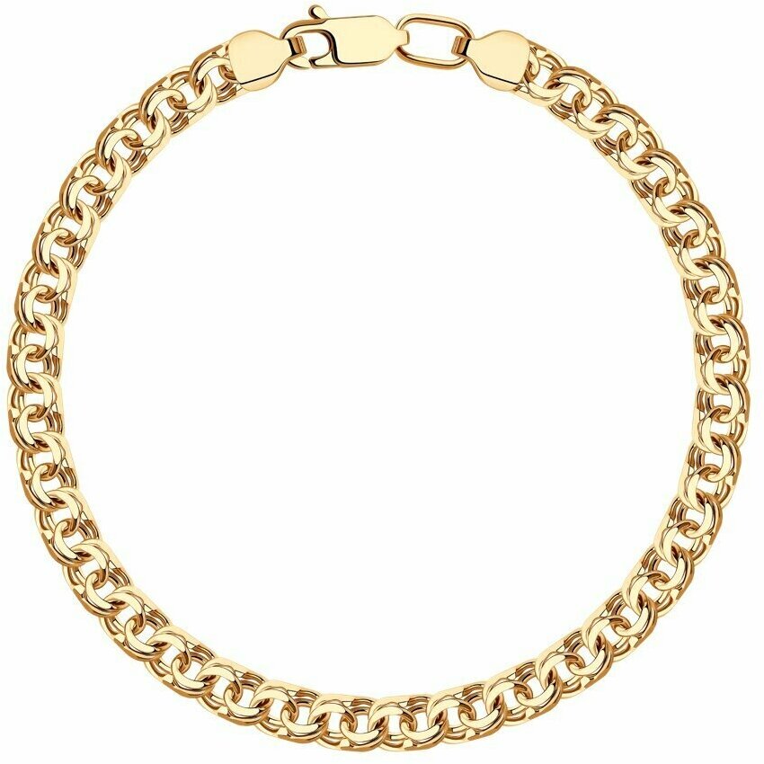 Браслет-цепочка, красное золото, 585 проба