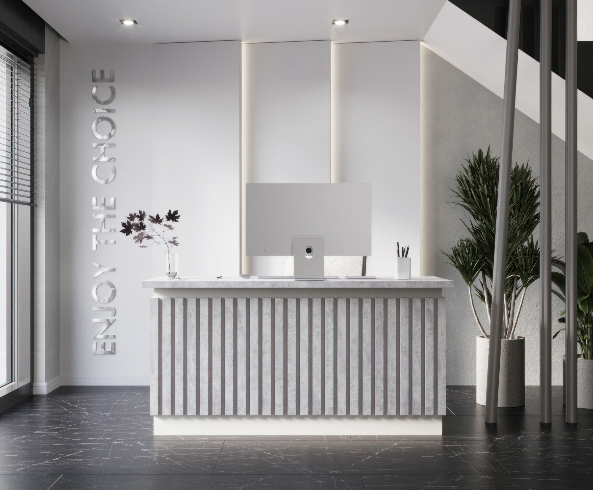 Письменный Стол Крафт / Белый / Цемент светлый / 1500х600х750