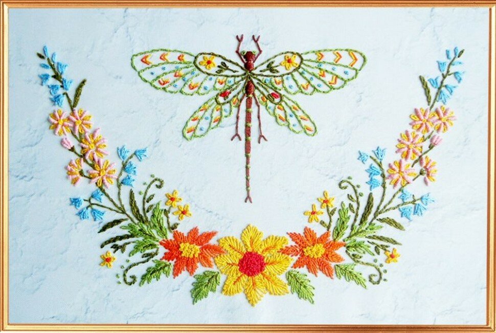 Набор Вышивальная мозаика #3017ЖМ Стрекоза, Гладь, 18 x 28 см