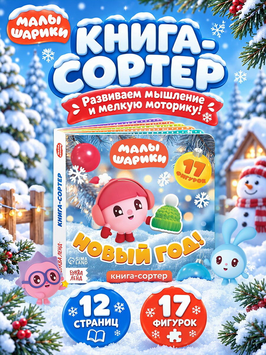 Книга-сортер "Новый год!", возраст: от 2 лет, вид книги: задания
