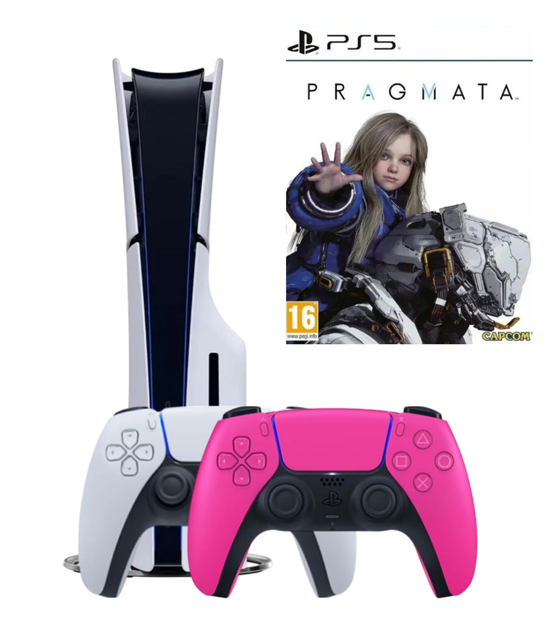 Игровая приставка PlayStation 5 Slim + 2й геймпад розовый + игра Pragmata