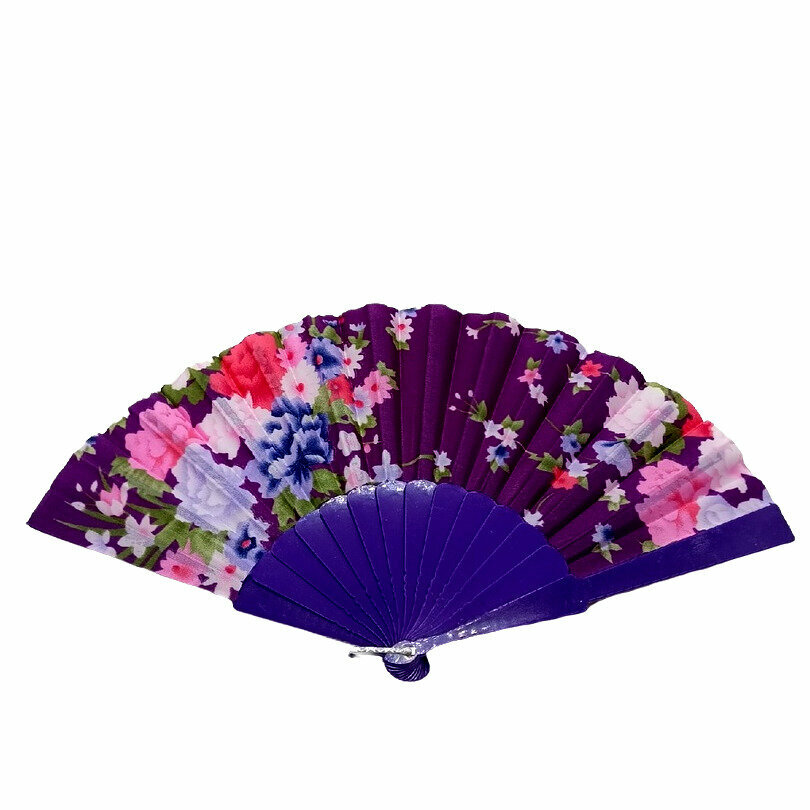 Веер складной ручной тканевый, цвет фиолетовый, 23 см