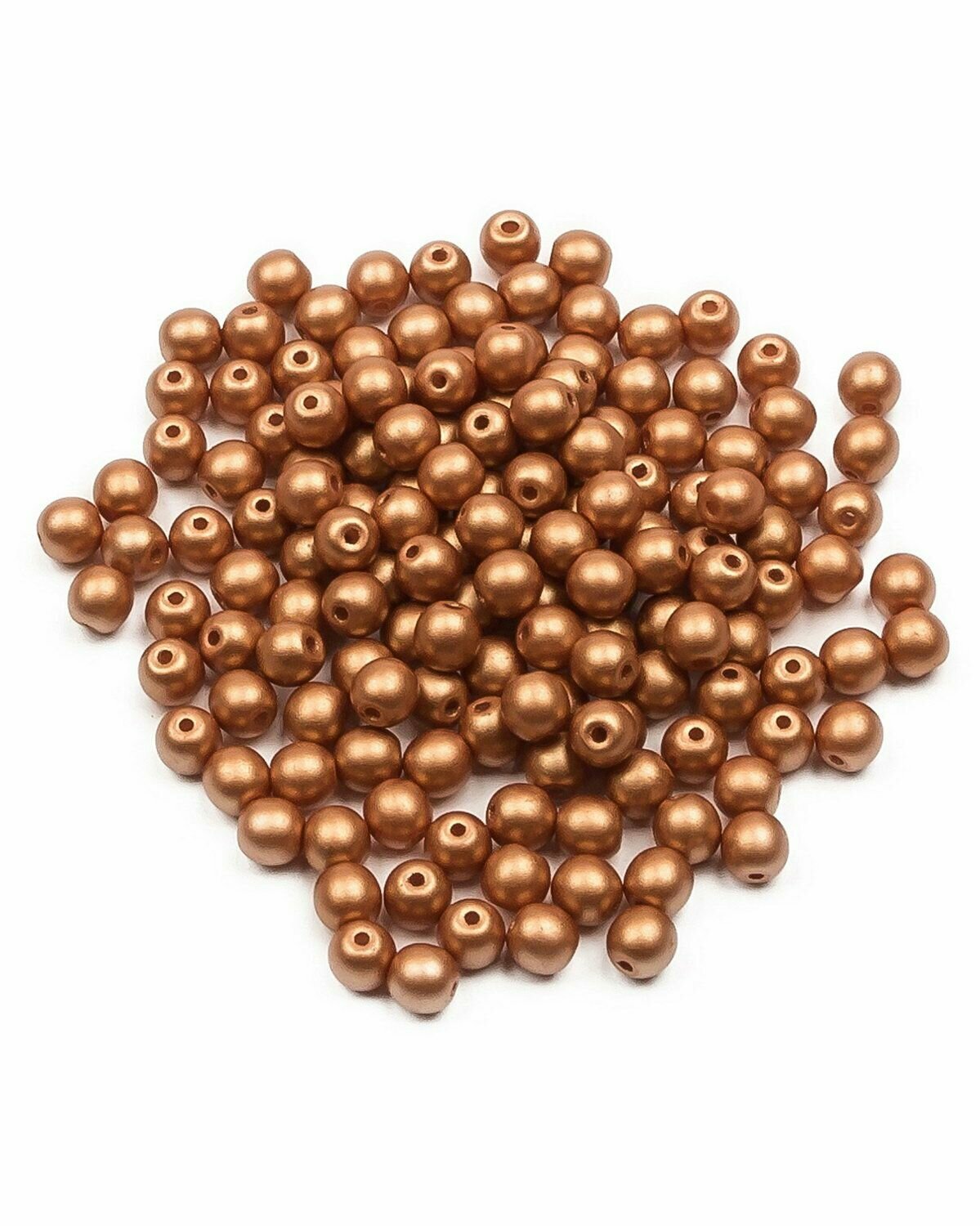 Стеклянные чешские бусины, круглые, Round Beads, 4 мм, цвет Alabaster Metallic Copper, 150 шт.