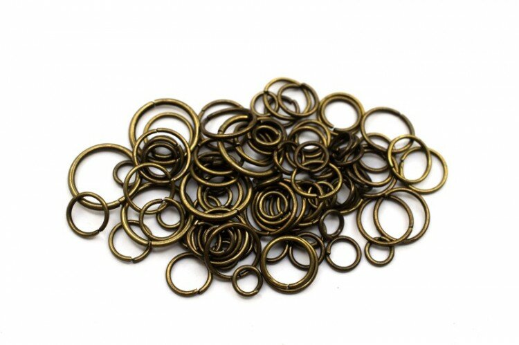 Кольца соединительные 4-10х0,7-1мм, разъёмные, цвет античная бронза, железо, 13-024, 10г (около 60-100шт)