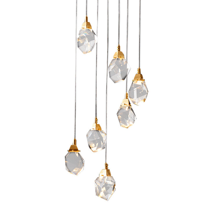 Подвесной светильник Delight Collection Crystal rock Crystal rock 7 gold MD-020B-7 gold, Прозрачный/Золотой, LED, 7 x 1 Вт.
