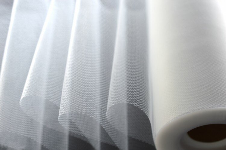 Фатин средней жесткости, ширина 15см, цвет белый, 100% нейлон, 1035-001, 1 метр