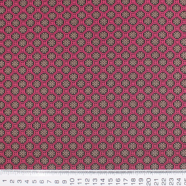 Трикотажная ткань, жаккард, малиново-бежевый принт, 100х140 см