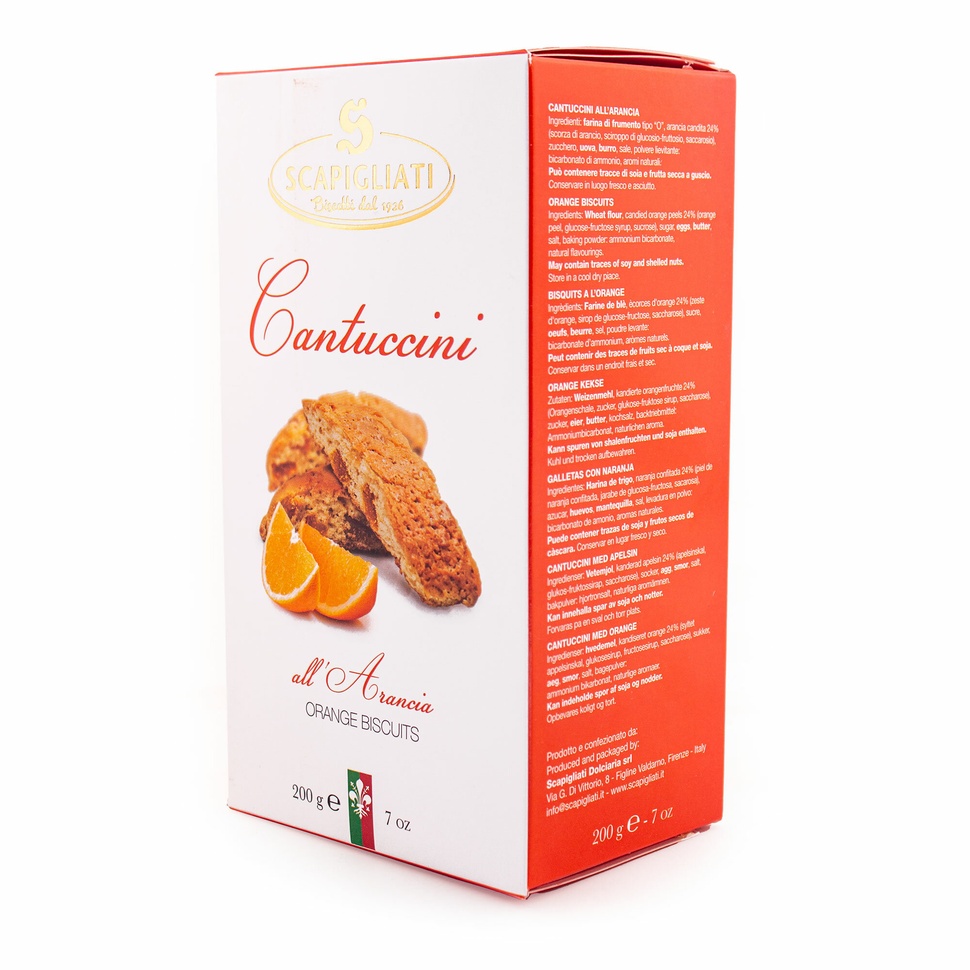 Кантуччини с апельсиновыми цукатами, SCAPIGLIATI, 0,200 кг (карт/кор)