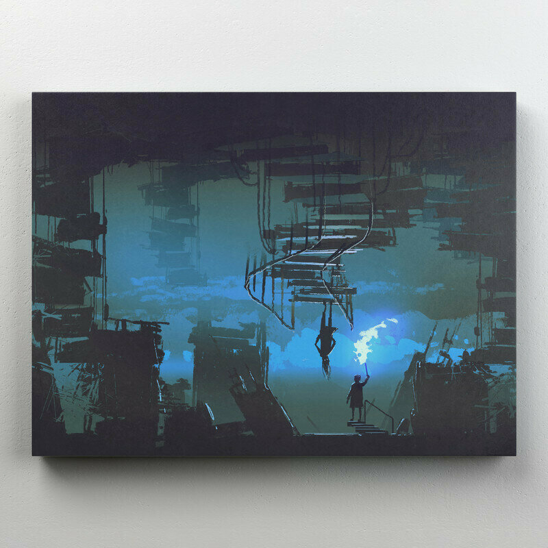 Интерьерная картина на холсте "Арт - параллельные миры мальчик и девочка" размер 40x30 см