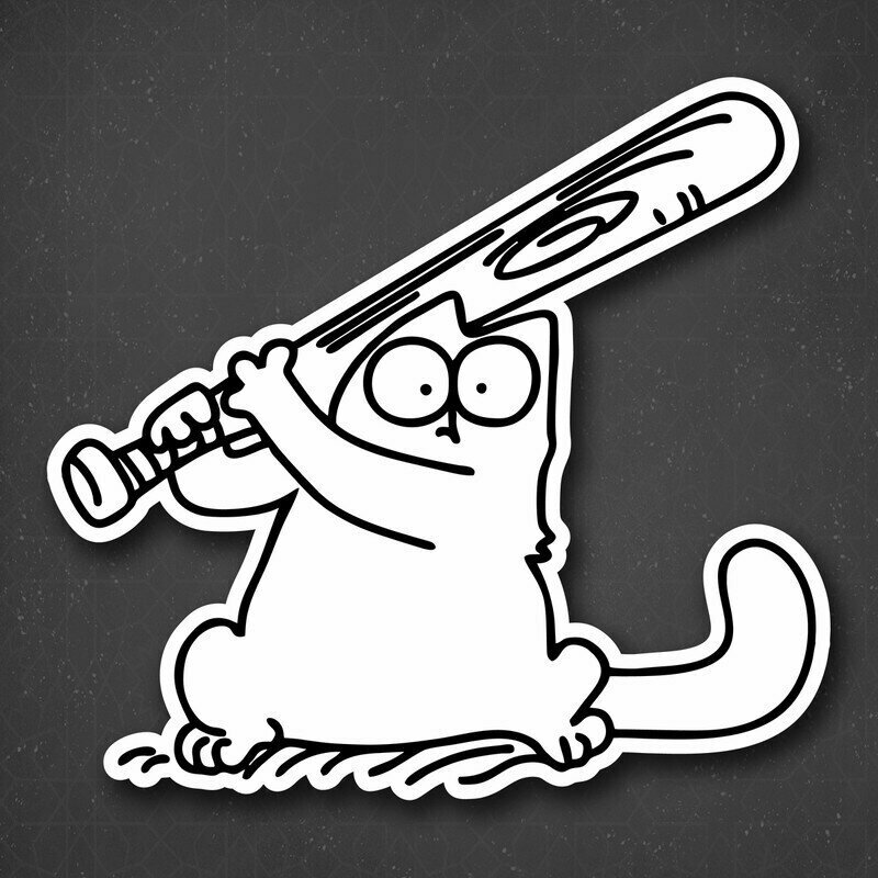 Наклейка на авто "Кот Саймона с битой" 20x19 см