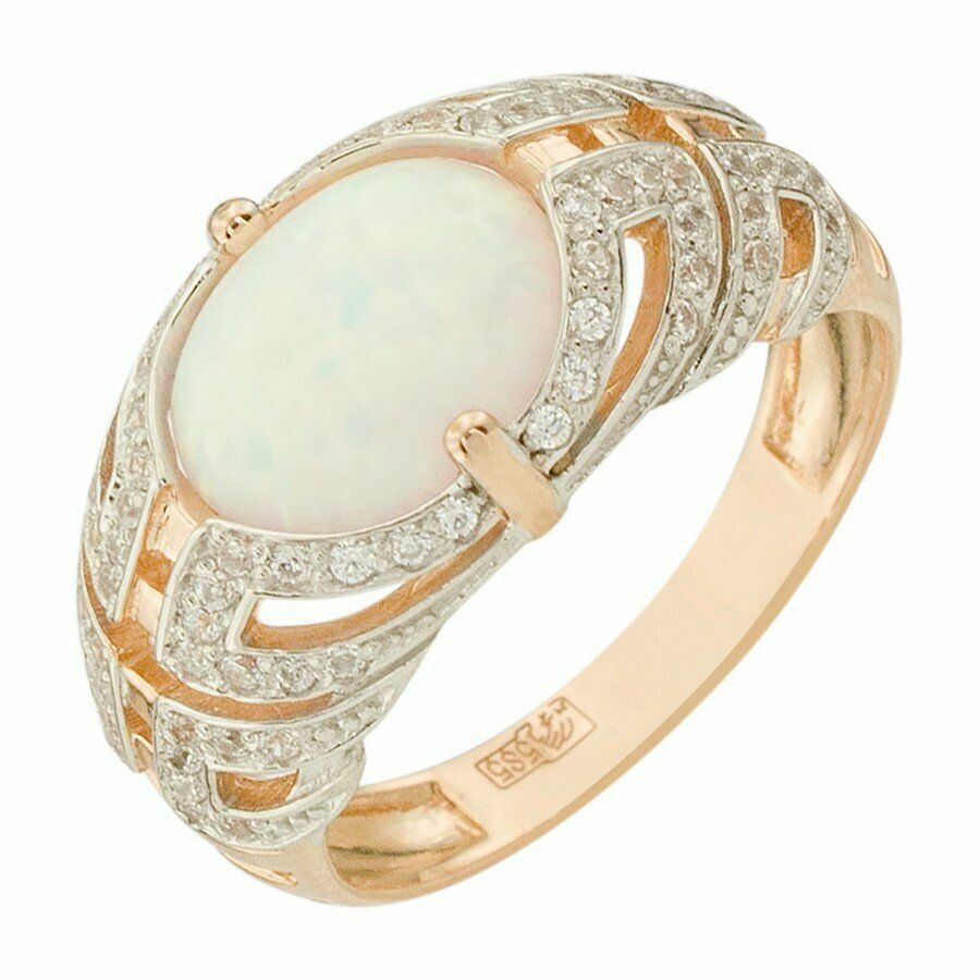 Кольцо, красное золото, 585 проба, опал