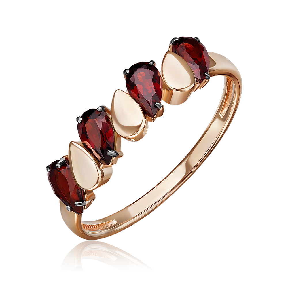 Кольцо, красное золото, 585 проба, гранат