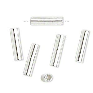 Бусина металлическая, 5х1мм, трубочка, базовый материал - латунь, посеребренная, 50 шт.