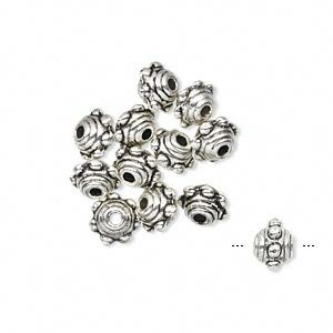 Бусина металлическая, 7х5мм, рондель с пупырышками, базовый материал - цинковый сплав, посеребренная с чернением, 2 шт.