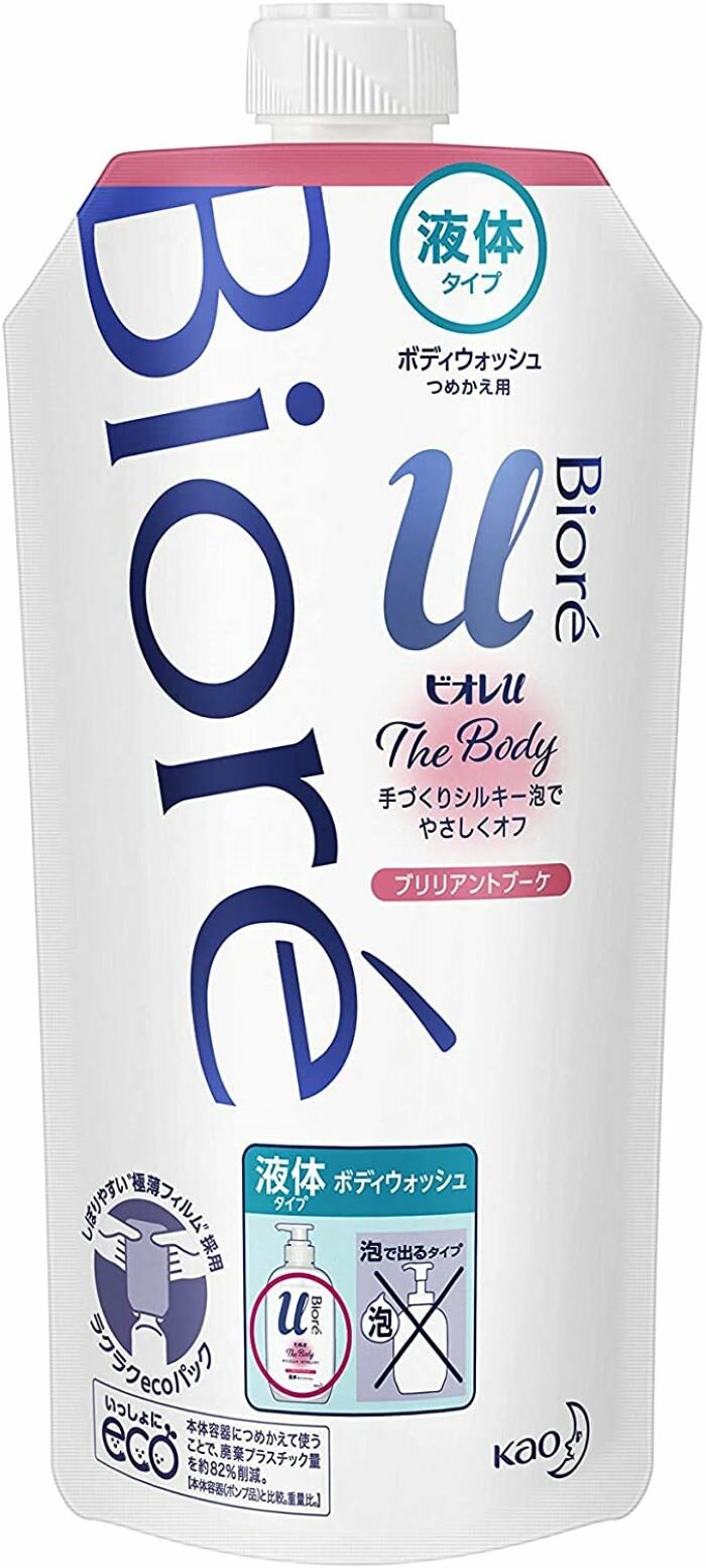 Мыло для душа KAO Biore U Body Wash сливочное с ароматом изысканого букета, 340 мл. см уп