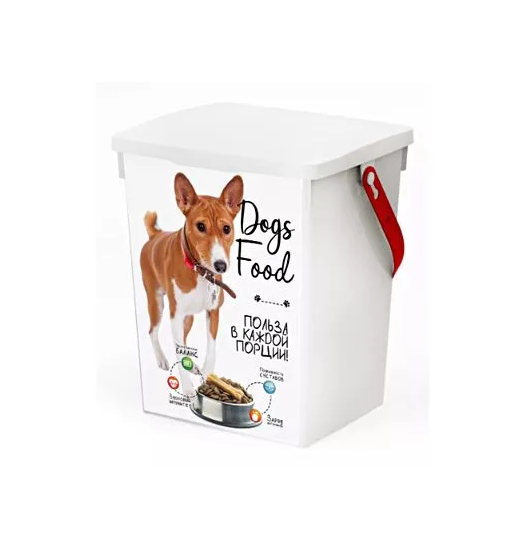 Контейнер для хранения корма животных полимербыт "Собаки", 8,5 л, пластик, белый