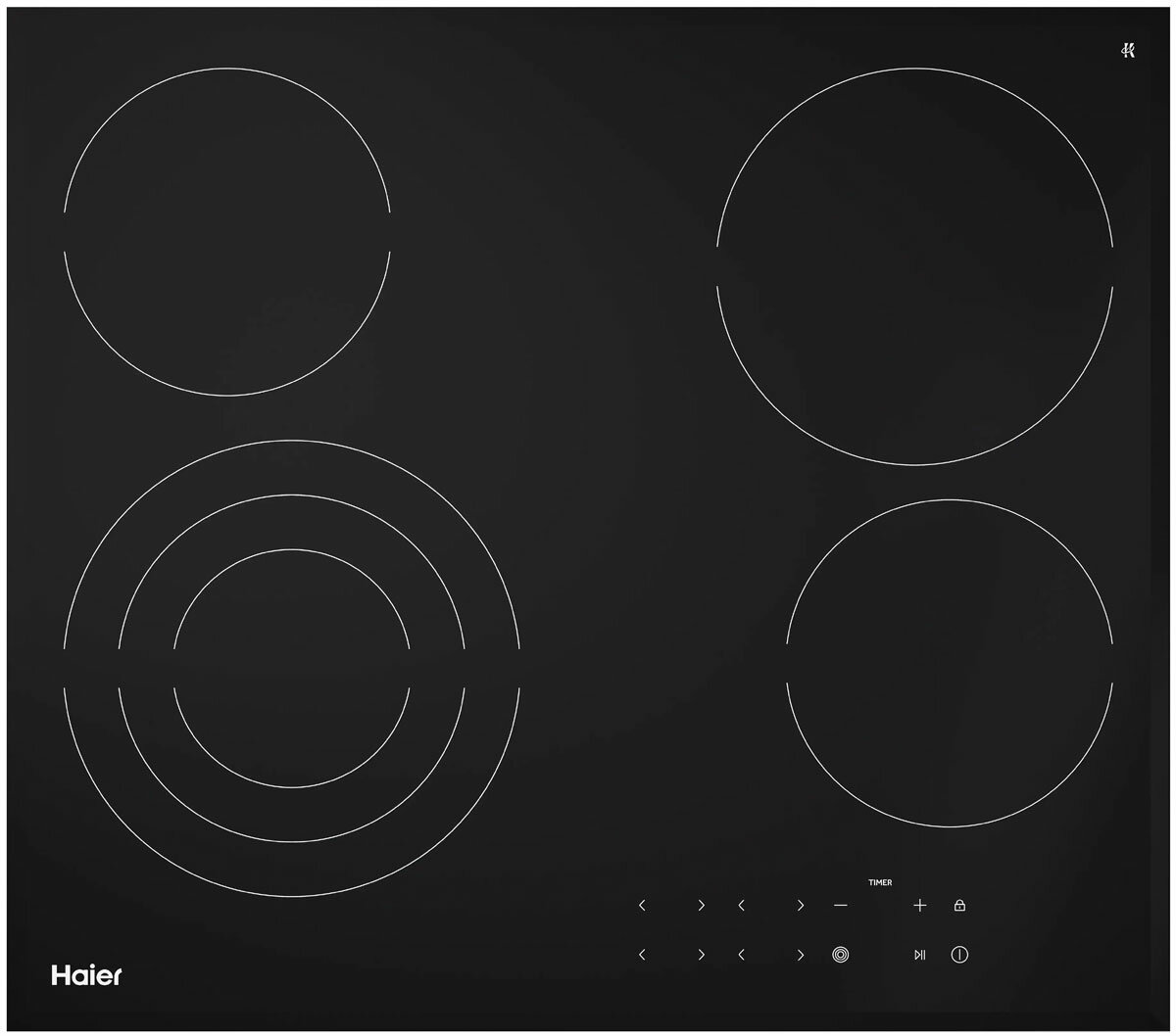 Электрическая варочная панель Haier HHY-C64NTVB 59 см, 4 конфорки стеклокерамика, черный
