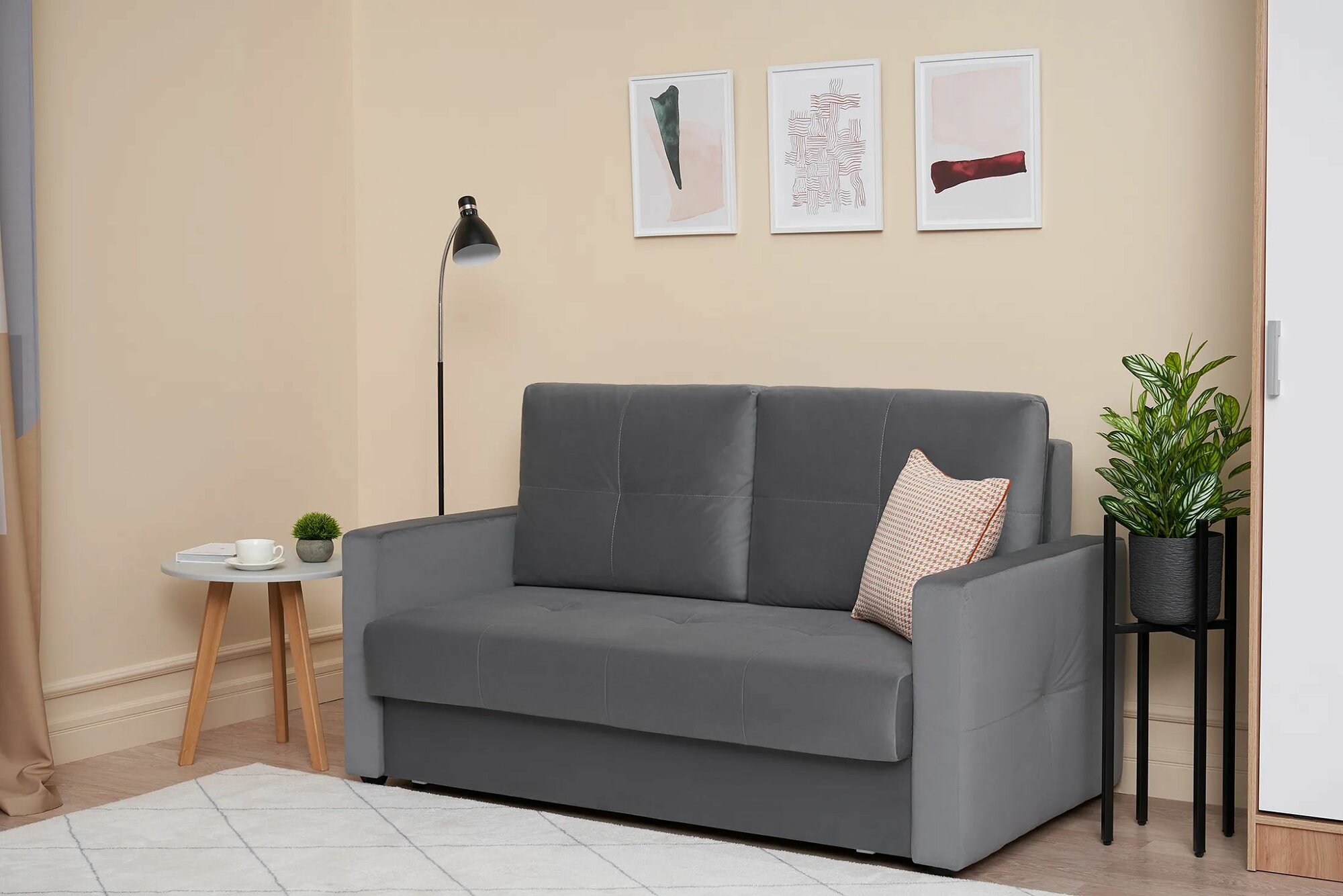 Диван шагающая еврокнижка Виолетта темно-серый