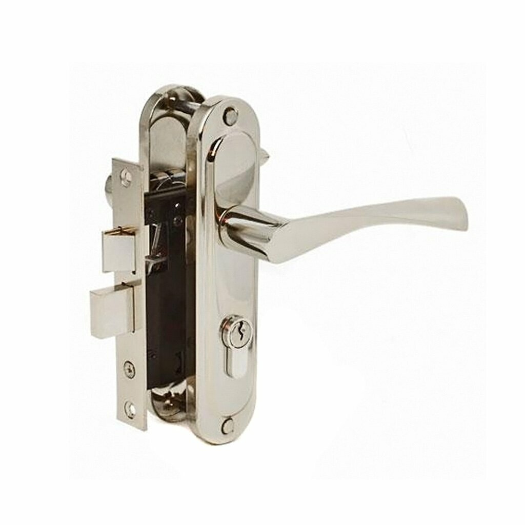 Замок врезной Avers, 0823/60-NI, 17203, ручка в комплекте, цилиндровый, никель