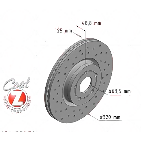 ZIMMERMANN 250.1372.52 (1770767 / 1829608 / CV611125FA) диск торм frd Focus (Фокус) III / kuga II 1.5-1.6eco / 2.0tdci (Комплект 2 штуки)