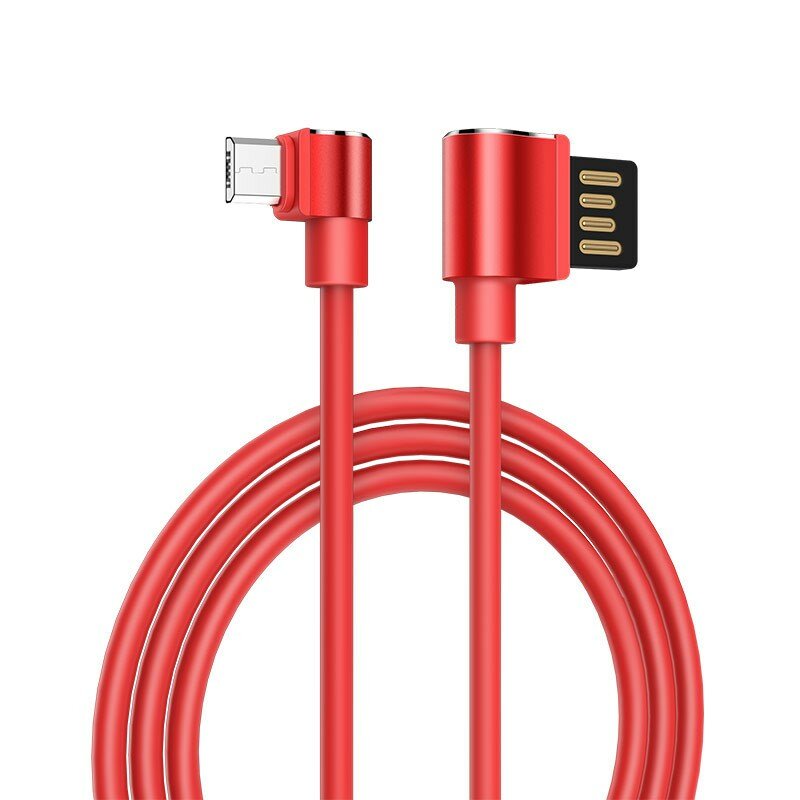 Кабель USB A --> Micro USB 5P (B) 1.2м hoco U37, угловой, красный