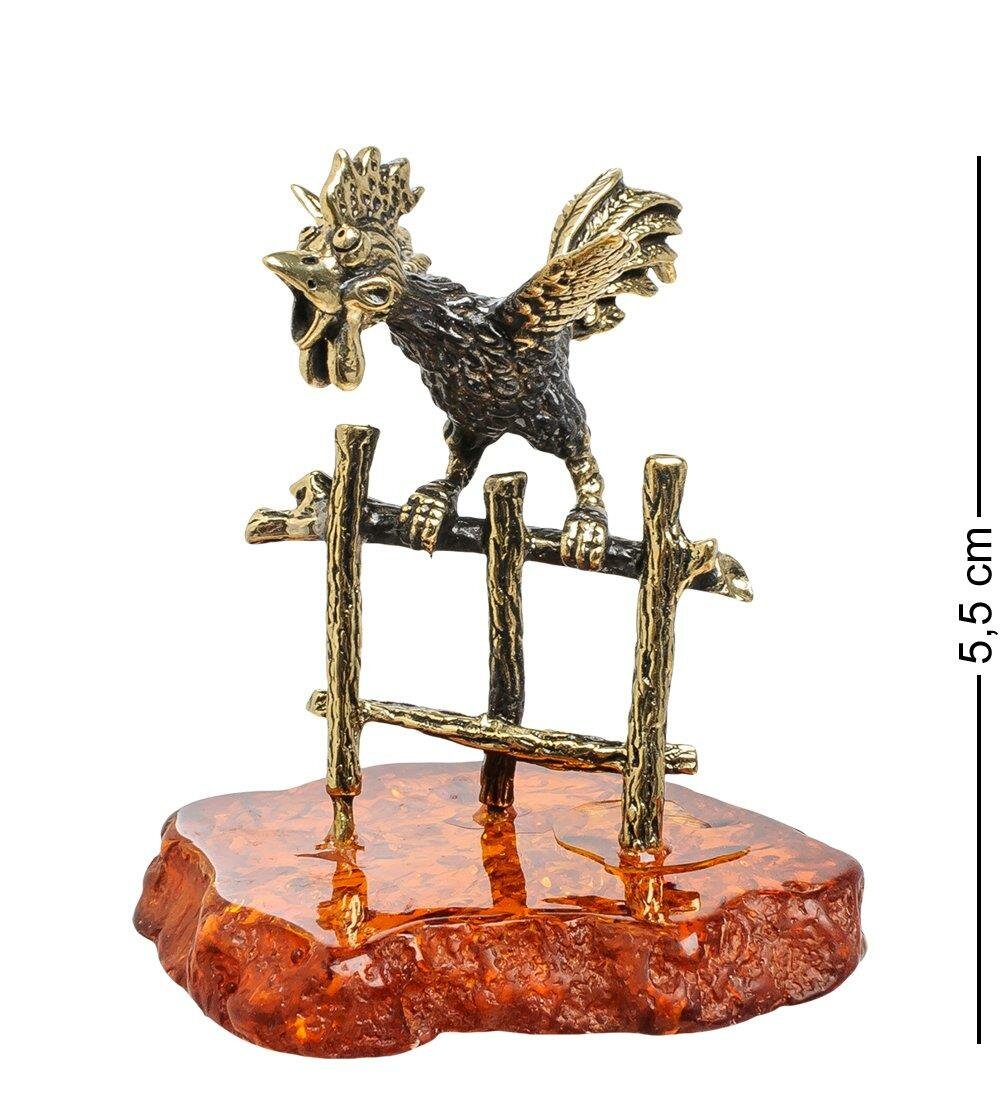 Фигурка "Петух будильник" (латунь, янтарь) A2101888 Народные промыслы, бронзовый