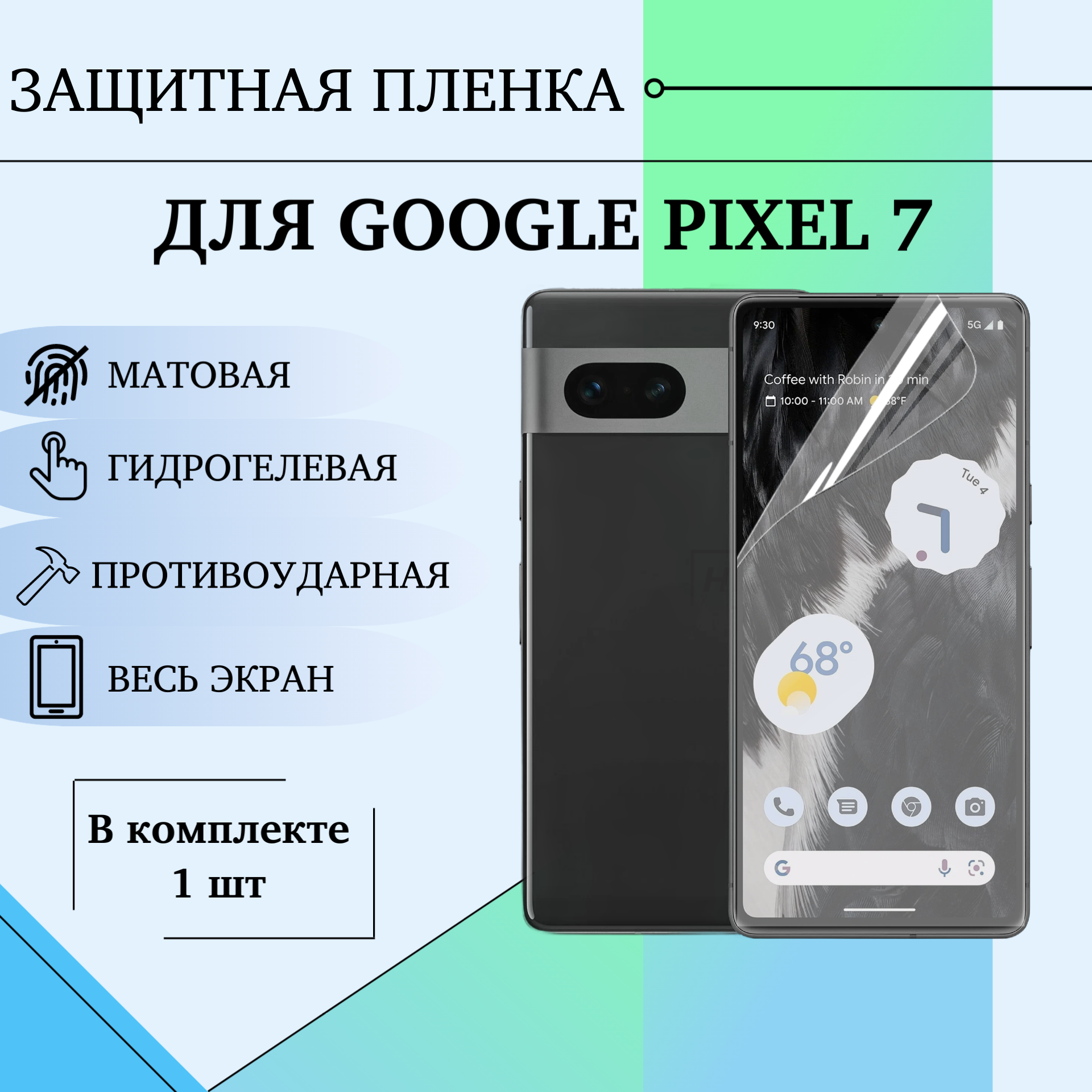 Гидрогелевая пленка Google Pixel 7 защитная матовая на весь экран