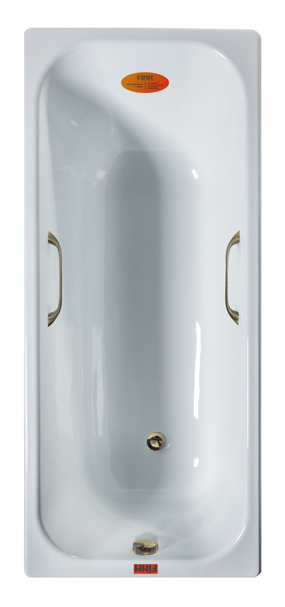 Чугунная ванна Finn Sonata 170x70x44 с квадратными бронзовами ручками