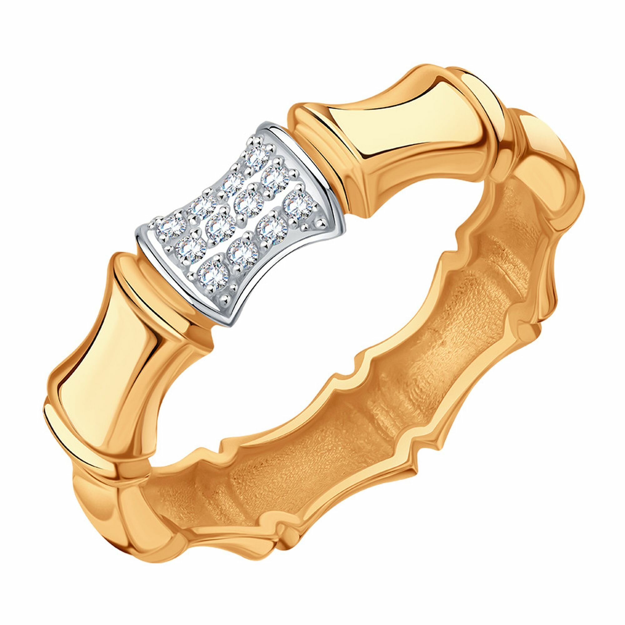 Кольцо дорожка, красное золото, 585 проба, фианит