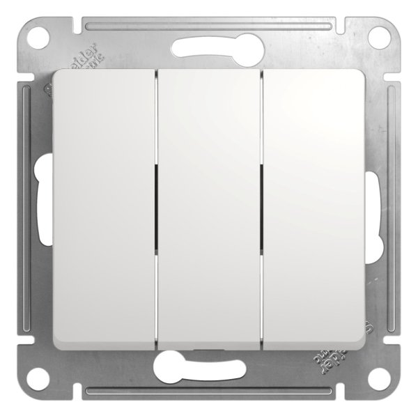 Выключатель Systeme Electric / Систем Электрик Glossa, 10АX IP20 схема 3, белый трехклавишный, GSL000131 / переключатель