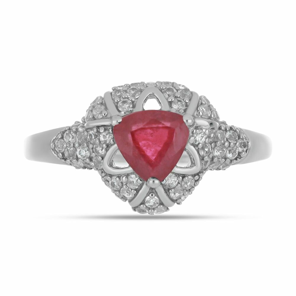 Кольцо Ювелирия, серебро, 925 проба, родирование, циркон, рубин