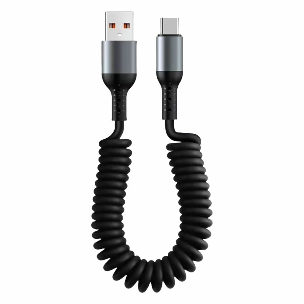 Кабель для быстрой зарядки TYPEC 100W с двойным наконечником, пружинный, автомобильный 6A выдвижной кабель для передачи данных