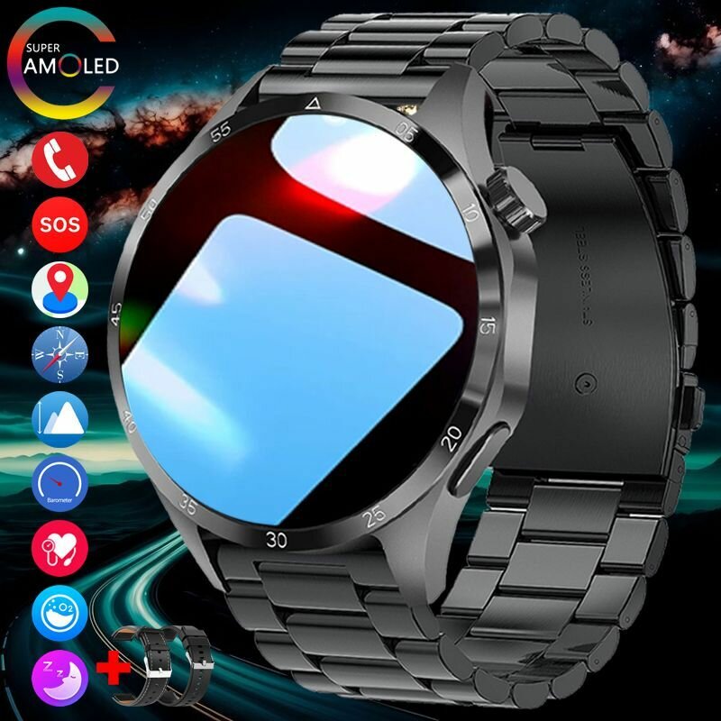 Умные часы Limited Edition 2025, Series 4 Pro Max,3 ремешка, 46mm, черный