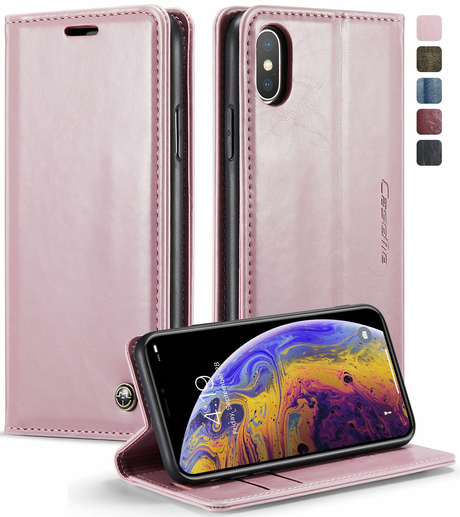 CaseMe Кожаный книжка чехол для Apple iPhone XS MAX/ Айфон XS MAX с визитницей из экокожи