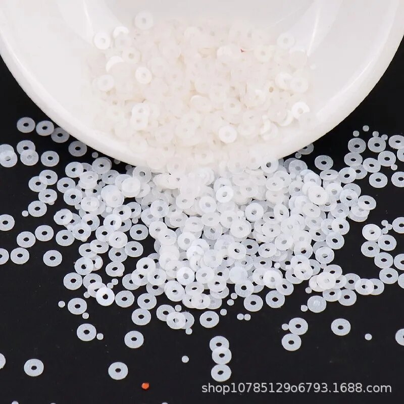 Французские матовые круглые блестки ПВХ 2/3/4 мм Белый, 2mm-2000pcs-5g, 003