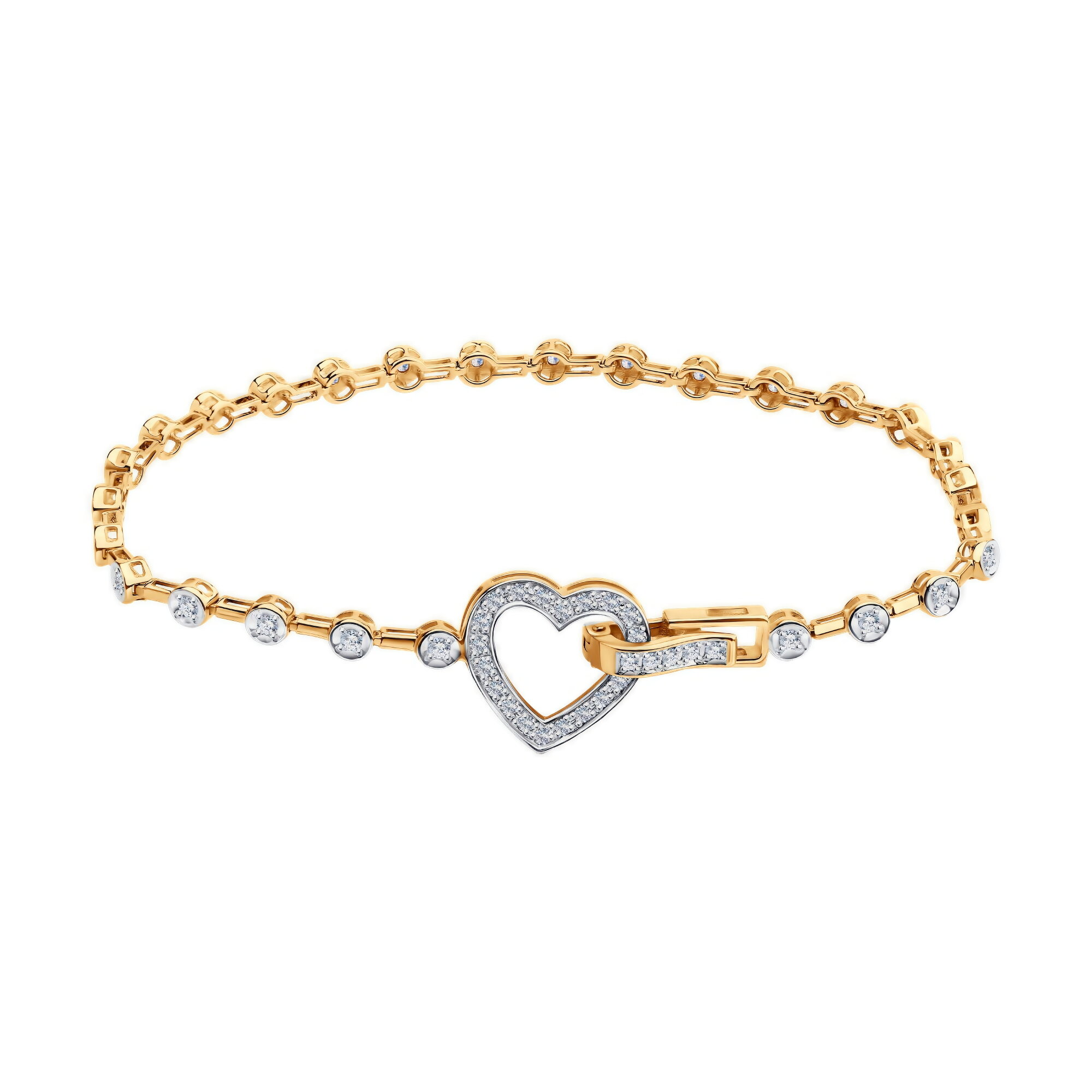 Браслет, красное золото, 585 проба, бриллиант