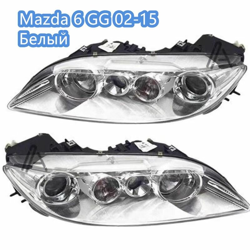 2PCS Черный передний и правый бамперы передние фары без лампочки Mazda 6 GG Atenza GG 2002 - 2015