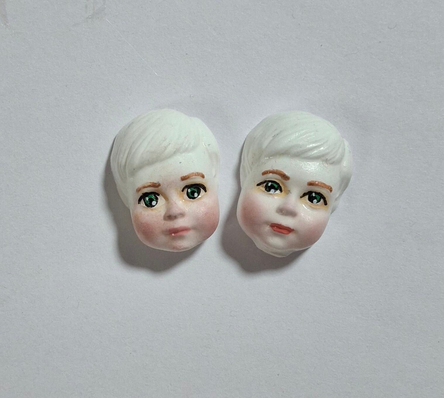 Набор лиц - 2 шт, раскрашенные, для ватной игрушки, малыш, ручная работа