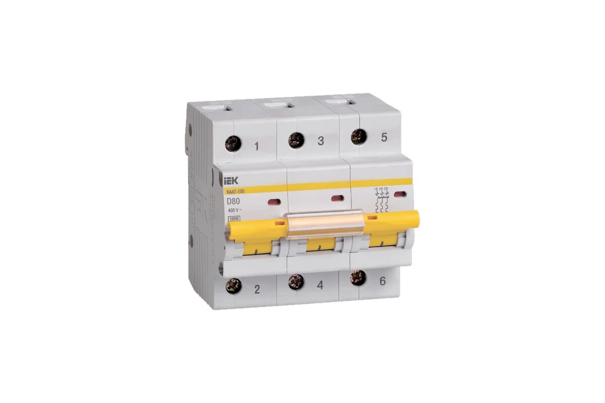 IEK ВА 47-100 3п D 80А 10кА автоматический модульный выключатель MVA40-3-080-D