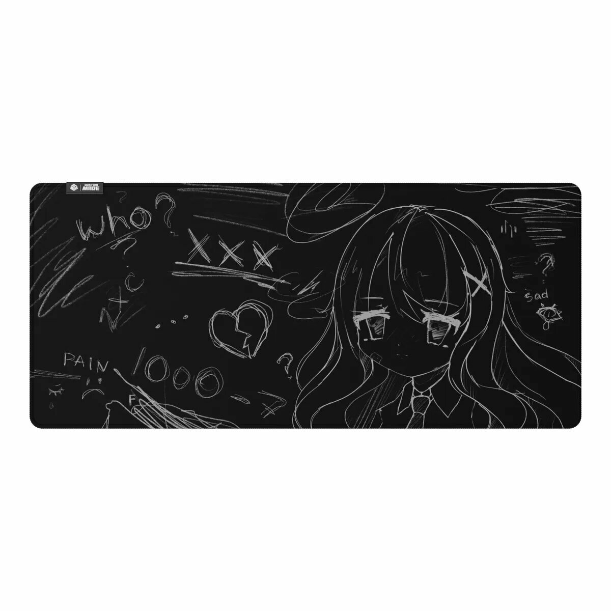 Custom Made Игровой коврик для мыши Fisprct_Sad, XL, черный！